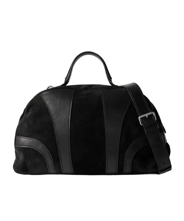 Dries Van Noten Suede And Leather Travel Bag - Black