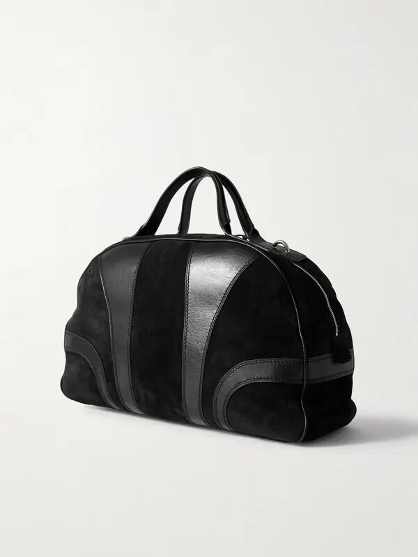 Dries Van Noten Suede And Leather Travel Bag - Black