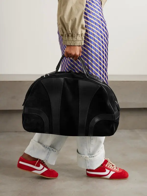 Dries Van Noten Suede And Leather Travel Bag - Black
