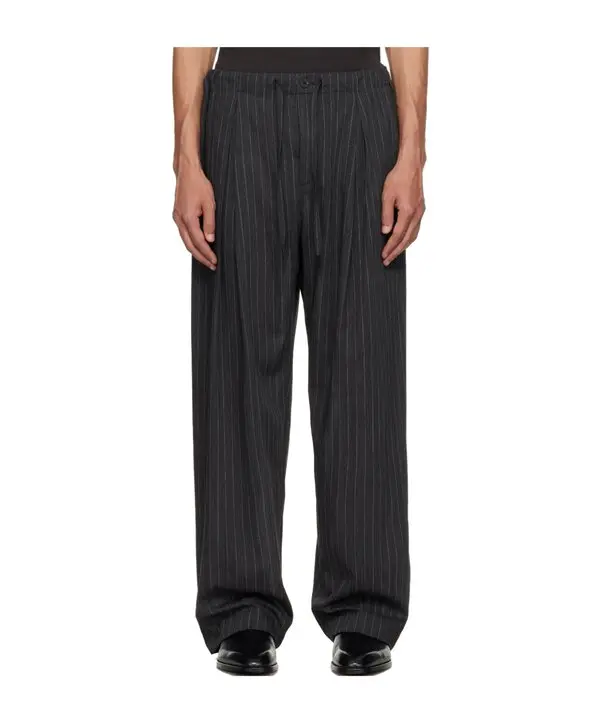 WOOYOUNGMI Pin Stripe Pleated Trousers - Black