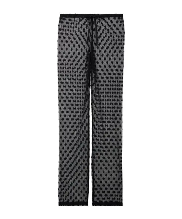 Dries Van Noten Polka Dot Mesh Casual Pants - Black