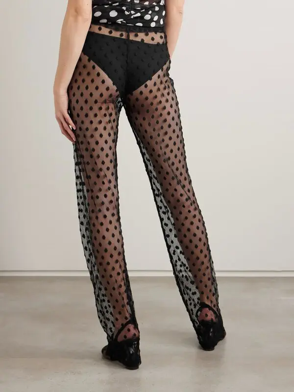 Dries Van Noten Polka Dot Mesh Wide-leg Pants
