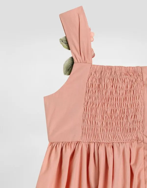 Dolce & Gabbana Sleeveless Poplin Dress With Appliqué And Knot Detail