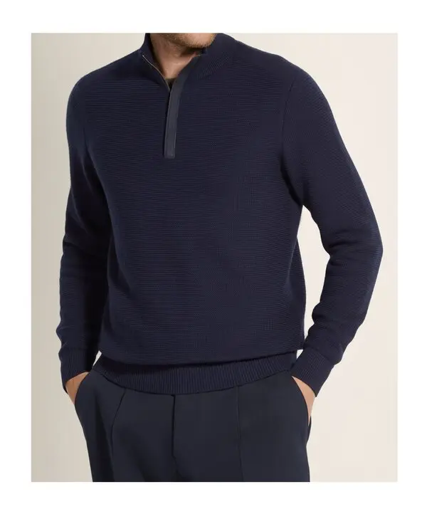 Zegna Vellus Aureum Zip Mock Neck Sweater