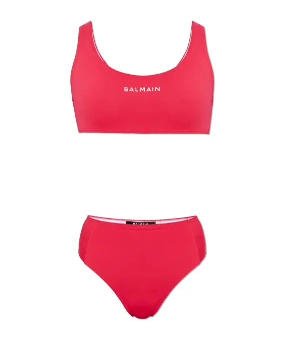 Balmain Two-piece Swimsuit Set - Red