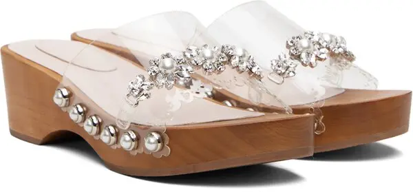 Simone Rocha Embellished Scalloped Clog Sandals - Brown