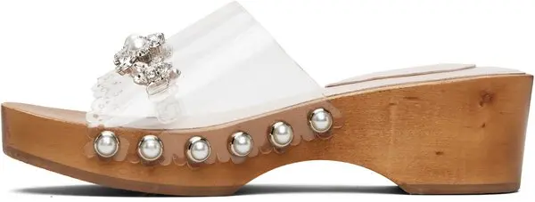 Simone Rocha Embellished Scalloped Clog Sandals - Brown