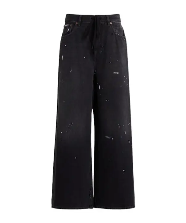 MAISON MARGIELA Mid Rise Painted Wide Jeans - Black