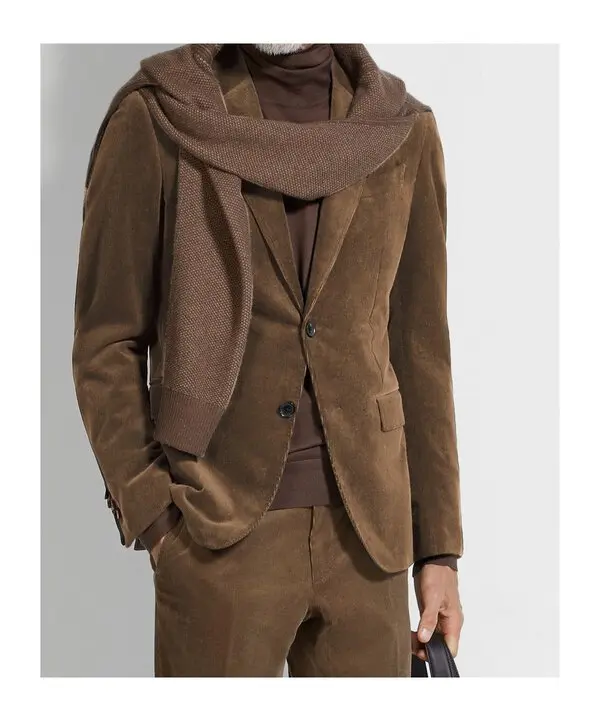 Zegna Single-breasted Corduroy Jacket - Brown