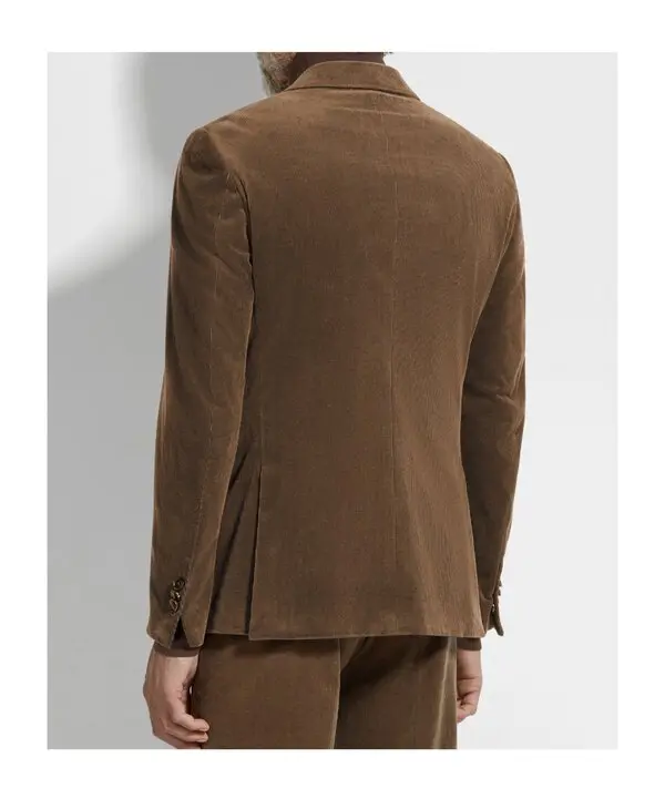 Zegna Single-breasted Corduroy Jacket - Brown