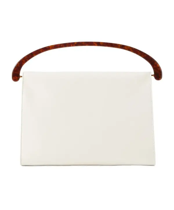 Dries Van Noten Leather Handbag With Hoop Handle - White