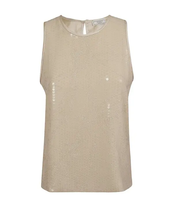 Peserico Sequin Embellished Georgette Top - Beige