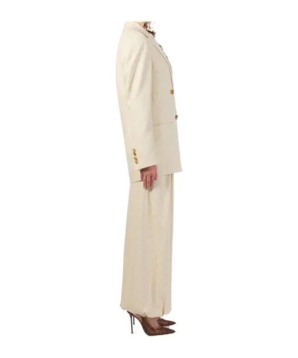 Etro Double Breasted Blazer With Paisley Print - Ivory