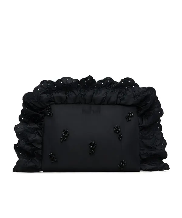 Simone Rocha Beaded Floral Appliqué Pillowcase Clutch - Black