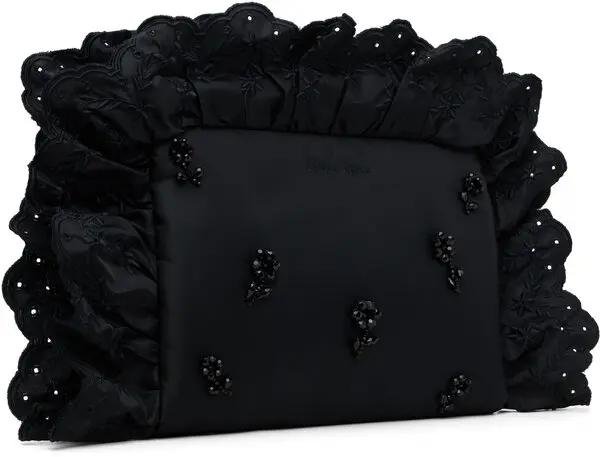 Simone Rocha Beaded Floral Appliqué Pillowcase Clutch - Black