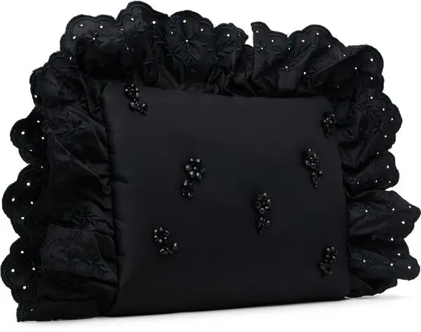 Simone Rocha Beaded Floral Appliqué Pillowcase Clutch - Black