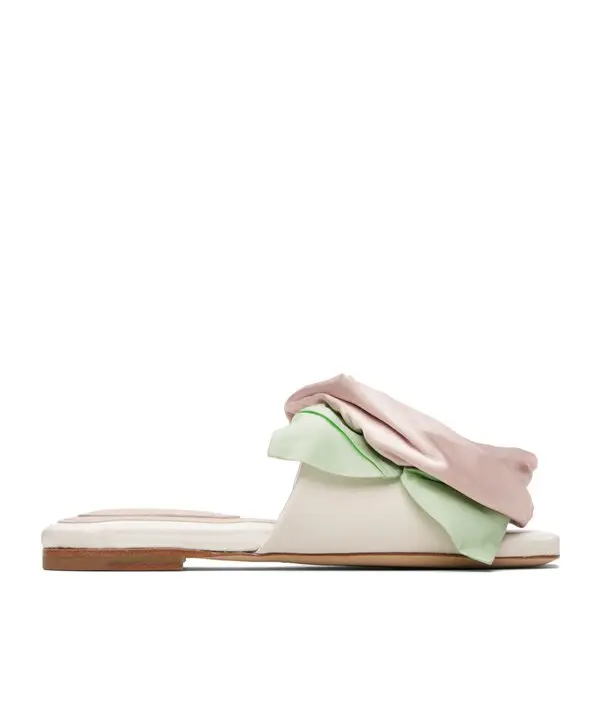 Simone Rocha Floral Appliqué Square Toe Open Toe Slippers - Nude