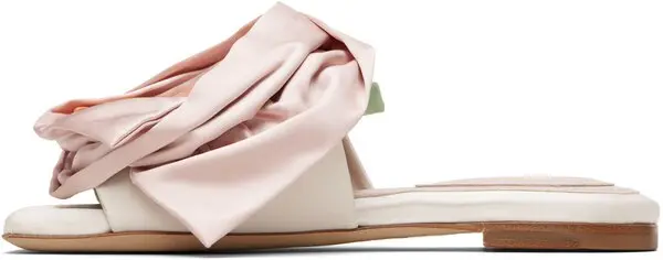 Simone Rocha Floral Appliqué Square Toe Open Toe Slippers - Nude