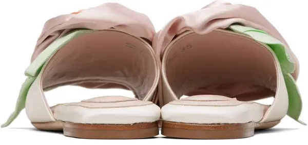Simone Rocha Floral Appliqué Square Toe Open Toe Slippers - Nude
