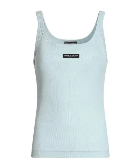 Dolce & Gabbana Sleeveless Logo Patch Tank Top - Blue