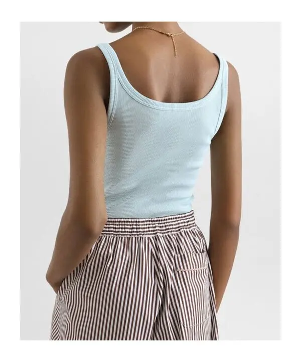 Dolce & Gabbana Sleeveless Logo Patch Tank Top - Blue