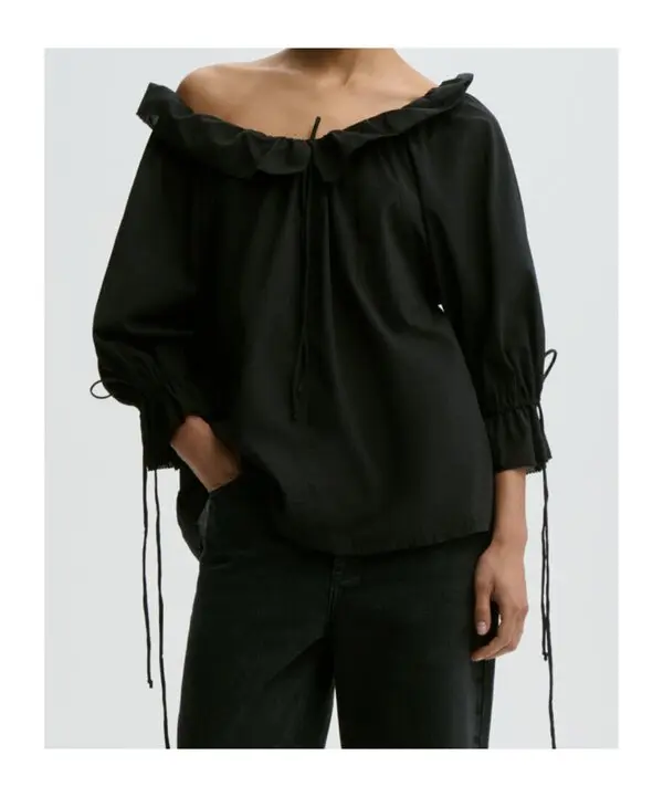 BY MALENE BIRGER Long Sleeve Ruffle Cover-up - Black