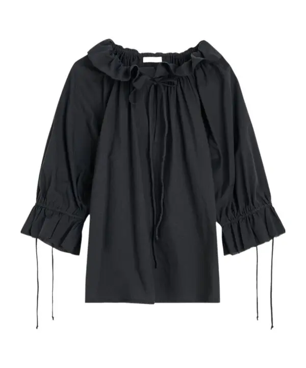 BY MALENE BIRGER Long Sleeve Ruffle Cover-up - Black