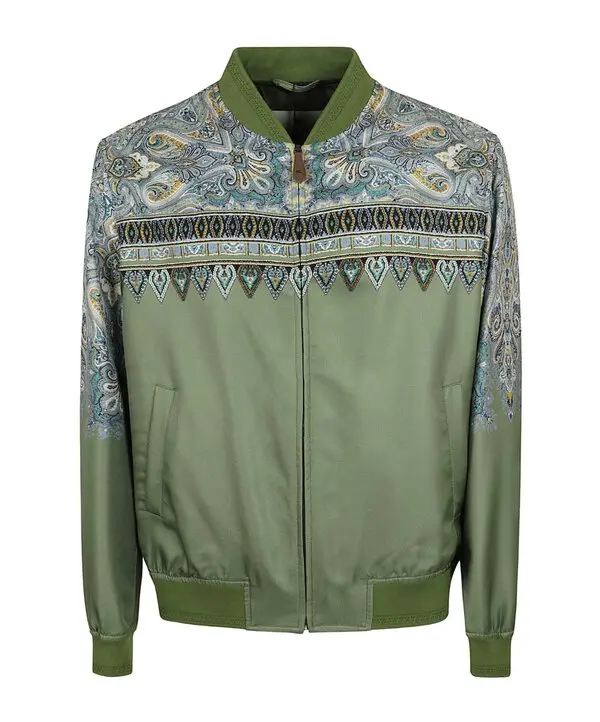 Etro Paisley Print Bomber Jacket - Green