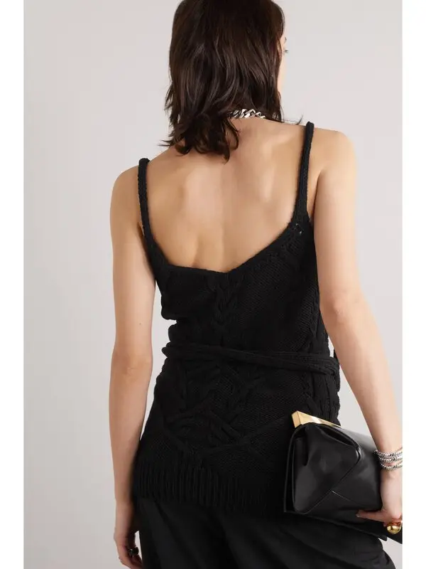 Dries Van Noten Cable Knit Vest With Drawstring Detail