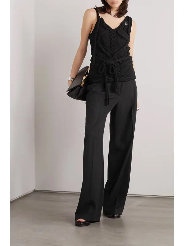 Dries Van Noten Cable Knit Vest With Drawstring Detail