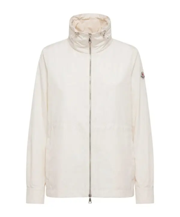 Moncler Enette Tech Hooded Short Parka Jacket - White