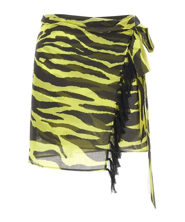 Attico Il Primo Bagno Printed Tassel Pareo - Black