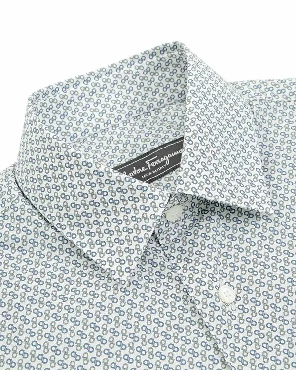 FERRAGAMO Logo Lapel Shirt - Gray