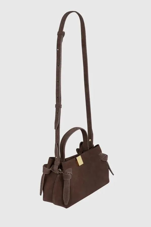 Yuzefi Magnetic Buckle Shoulder Bag - Brown