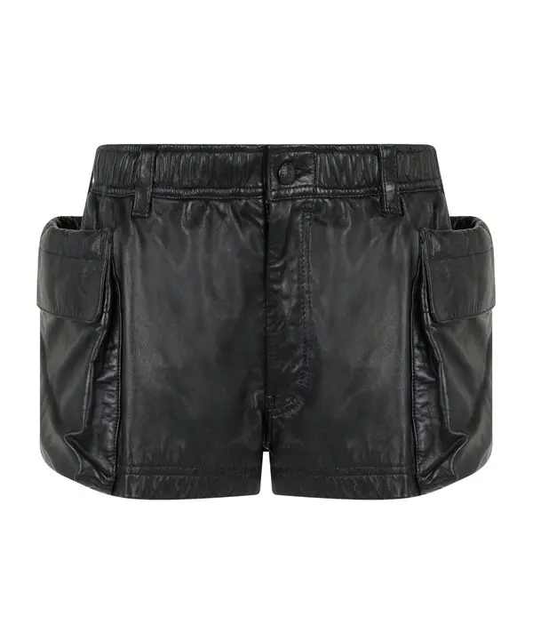 R13 Leather Cargo Shorts