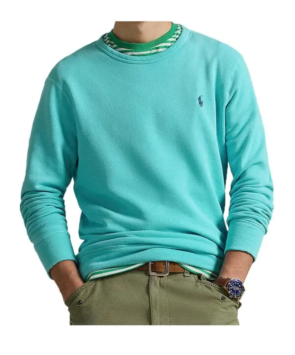 Polo Ralph Lauren Crew Neck Sweatshirt With Embroidered Pony Logo - Blue