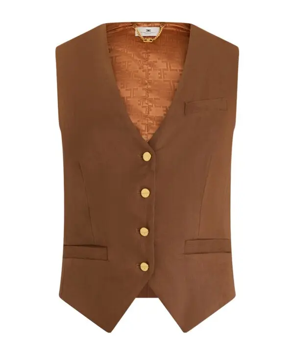 Elisabetta Franchi V-neck Vest - Brown