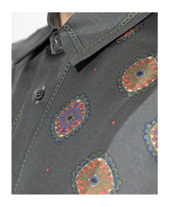 Versace Pattern-printed Twill Regular Shirt - Gray
