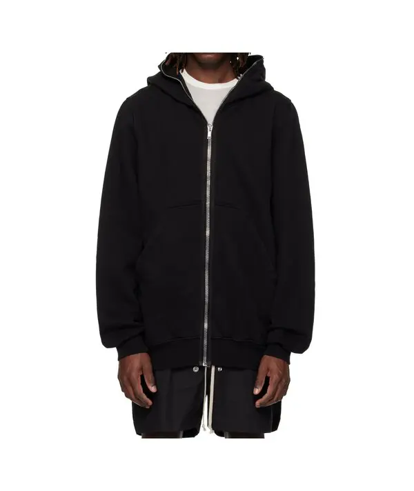 Rick Owens Zip Hooded Cotton Sweatshirt - Black