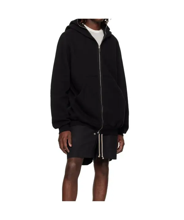 Rick Owens Zip Hooded Cotton Sweatshirt - Black