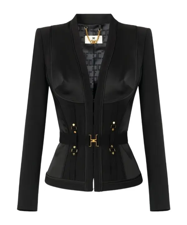 Elisabetta Franchi Bondage Belted Jacket - Black