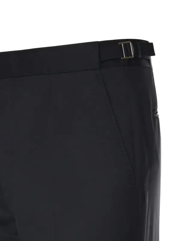 Zegna Tailored Straight-leg Wool Pants With Buckle Detail