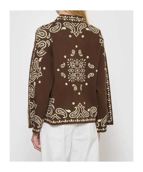 Farm Rio Tie-waist Paisley Knit Sweater