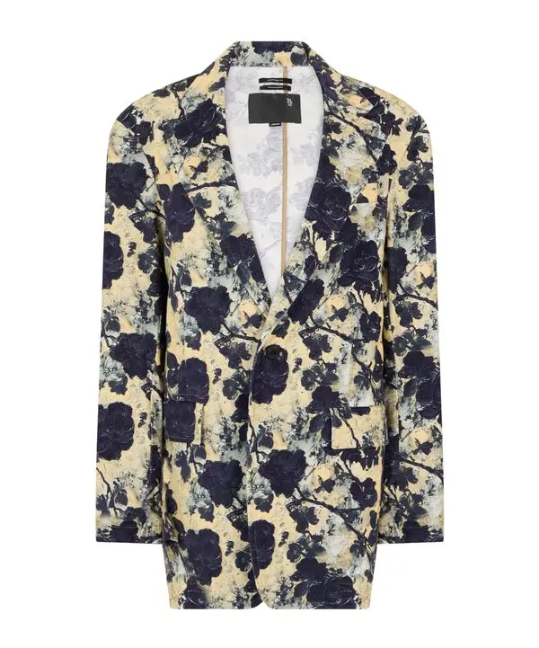 R13 Floral Print Single-breasted Peak Lapel Blazer - Black And Cream