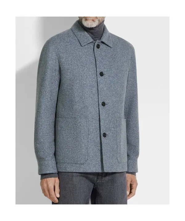 Zegna Pocket Button Jacket - Light Blue