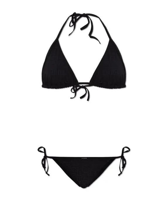 Balmain Printed Bikini Set - Black