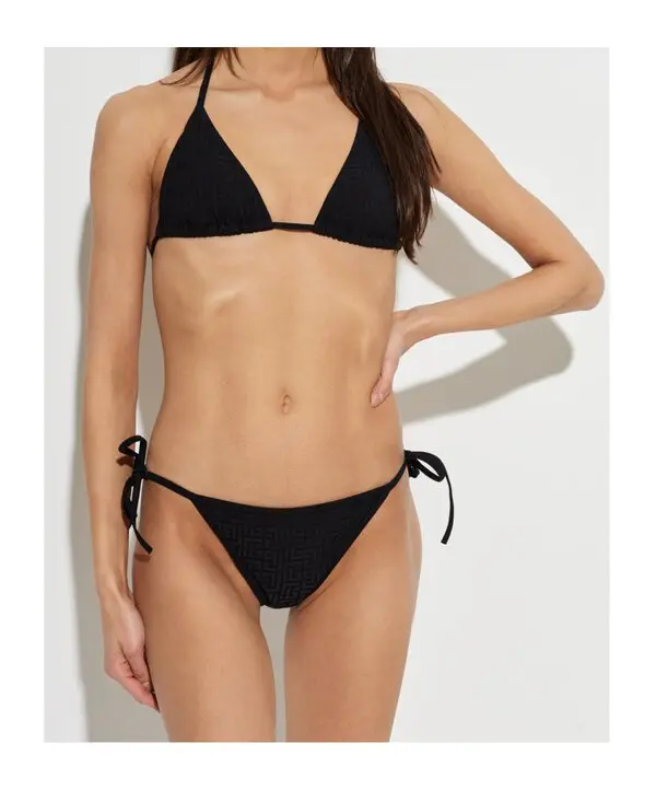 Balmain Logo Jacquard Triangle Bikini - Black