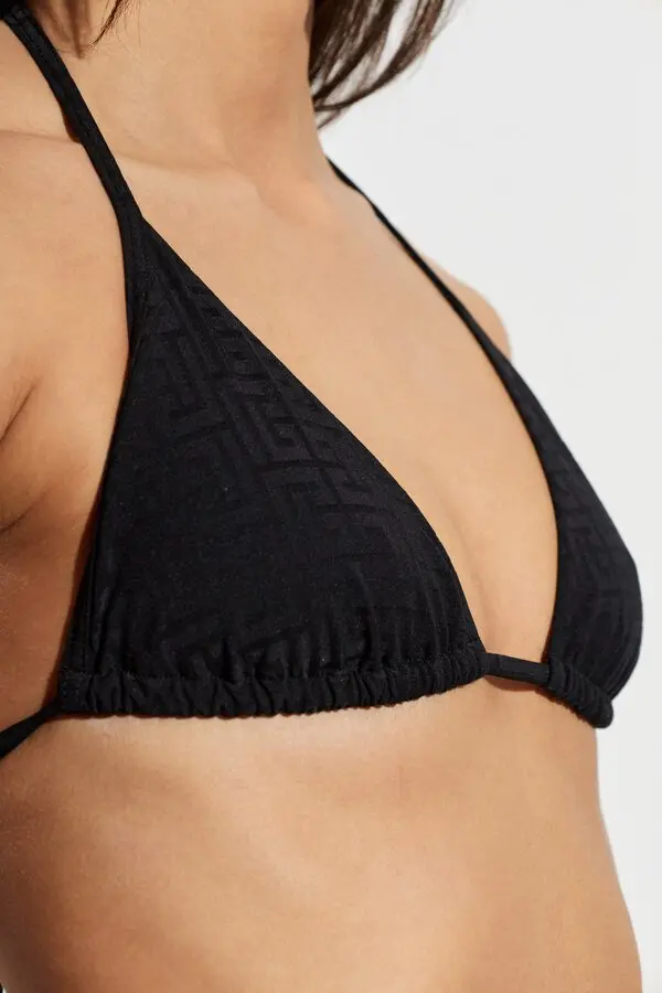 Balmain Logo Jacquard Triangle Bikini - Black