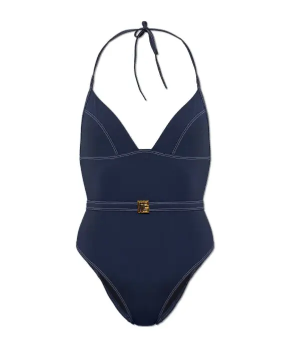 Balmain One-piece Swimsuit With Belt Detail - Black