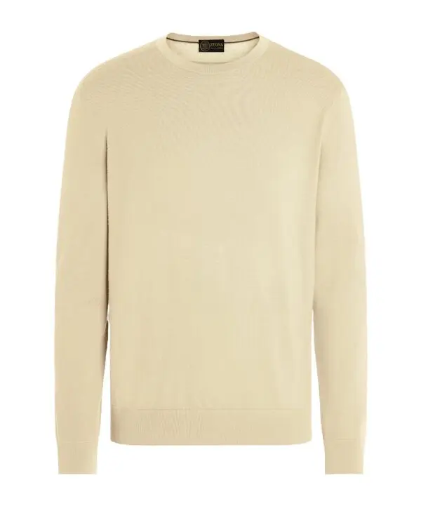 Zegna Pastel Yellow Vellus Aureum Crewneck - Light Yellow